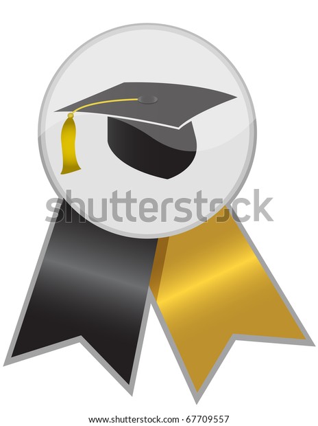 Graduation Cap Ribbon Isolated On White Stock Vector (Royalty Free ...