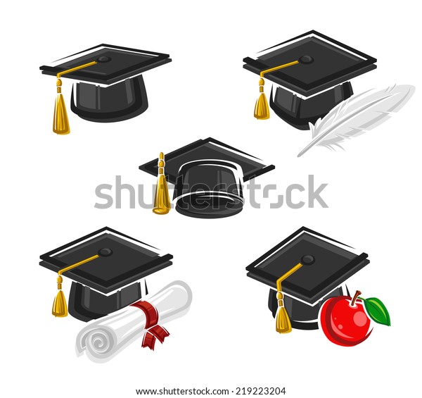 Graduation Cap Set Vector Stock Vector (Royalty Free) 219223204 ...
