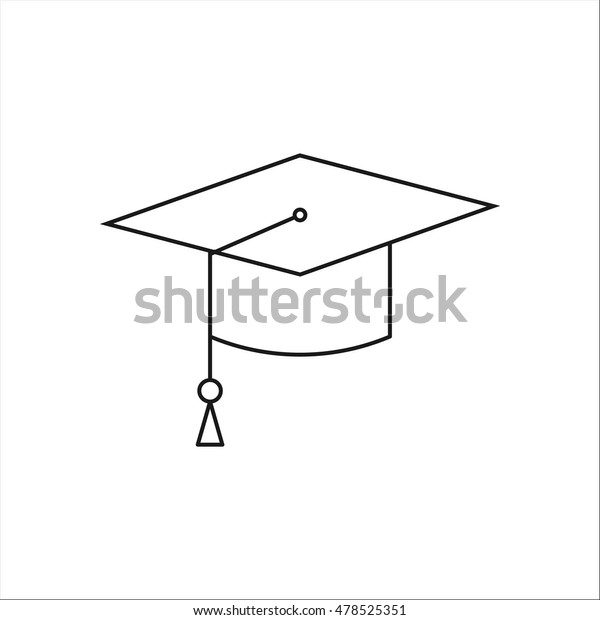 Graduation Cap Symbol Sign One Line Stock Vector (Royalty Free ...