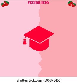 Graduation Cap Vector Icon Strawberry Background Stock Vector (Royalty ...