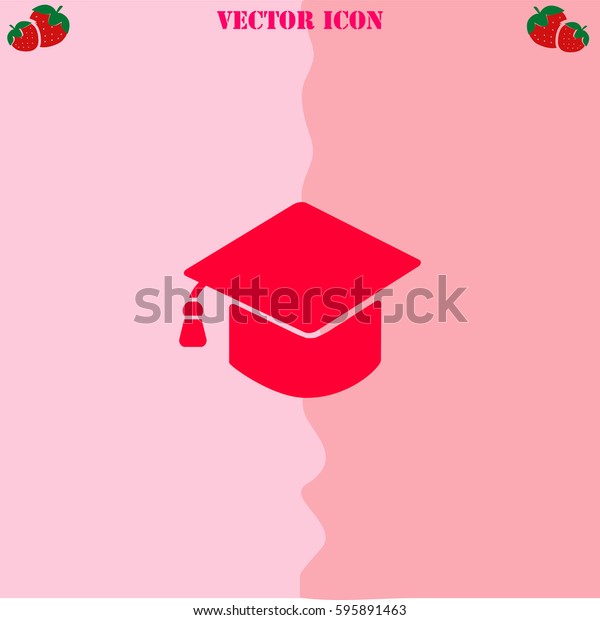Graduation Cap Vector Icon Strawberry Background Stock Vector (Royalty ...