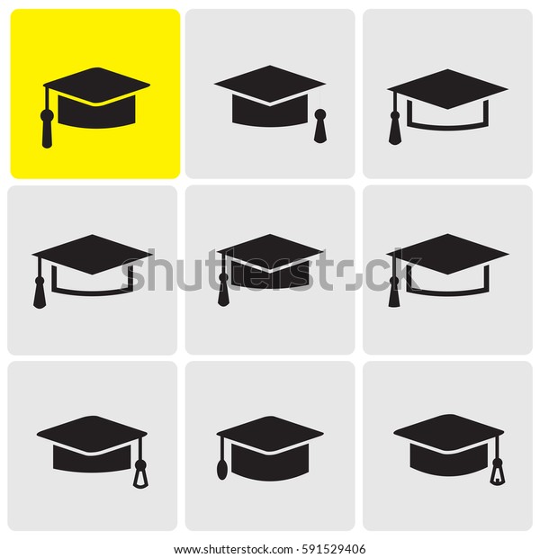 Graduation Caps Icons Stock Vector (Royalty Free) 591529406