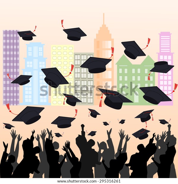 Graduation Ceremony Shadow Group People Hat Stock Vector (Royalty Free ...