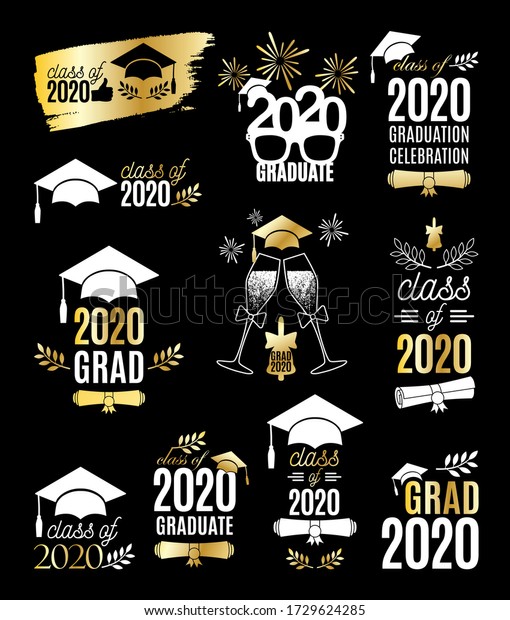 Graduation Class 2020 Labels Design Set: เวกเตอร์สต็อก (ปลอดค่า ...