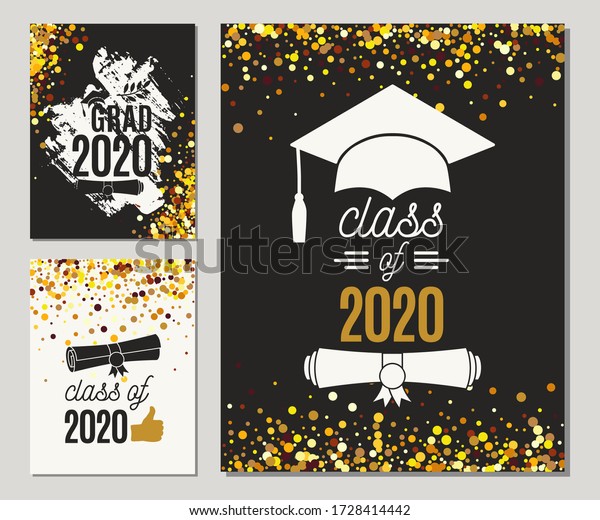 Graduation Class 2020 Three Greeting Cards Stock Vector (Royalty Free ...