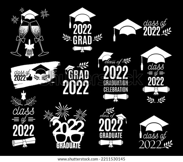 Graduation Class 2022 Labels Design Set Stock Vector (Royalty Free ...