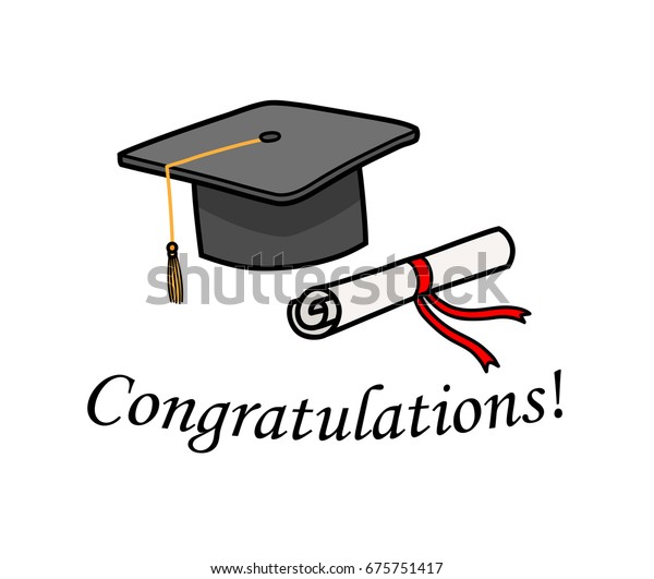 Graduation Congratulations Hand Drawn Vector Cartoon Stock Vector ...