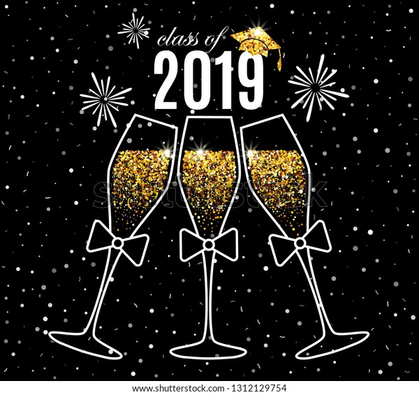 Graduation Greeting Card 2019 Class Three Stock Vector (Royalty Free ...