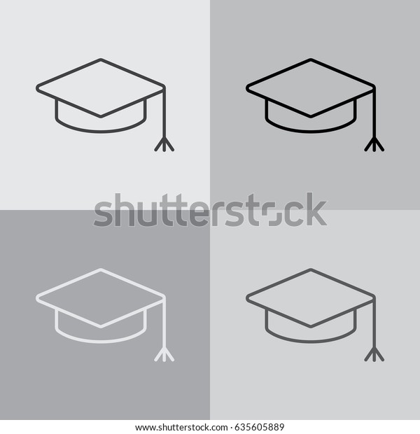 Graduation Hat Cap Line Art Icon Stock Vector (Royalty Free) 635605889 ...