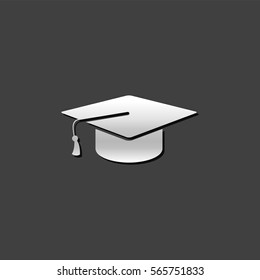 Graduation Hat Icon Metallic Grey Color Stock Vector (Royalty Free ...