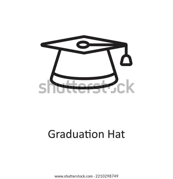 Graduation Hat Outline Vector Icon Design Stock Vector (Royalty Free ...