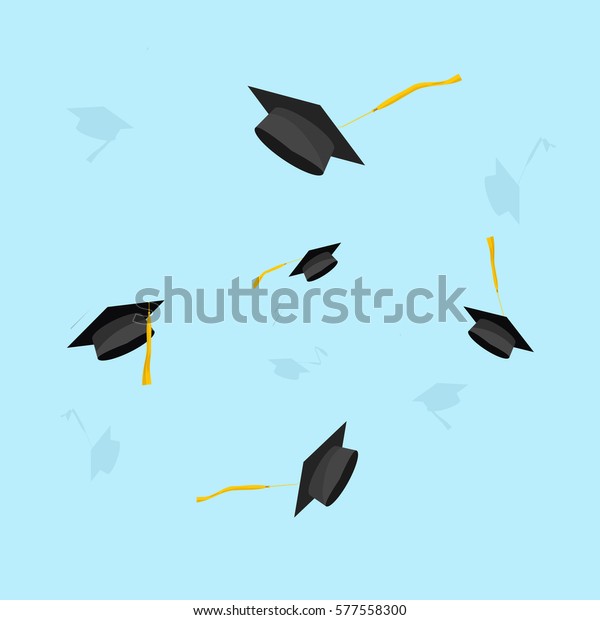 Graduation Hats Air Vector Illustration Graduate เวกเตอร์สต็อก (ปลอดค่า ...