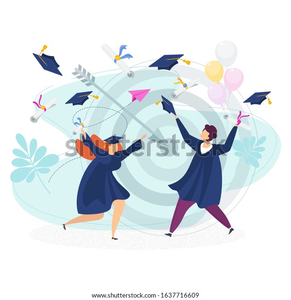 Graduation Party 2020 Group Fun People Stock Vector (Royalty Free ...