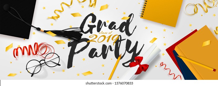 Graduation Vector Banner Background Congrats Graduates Stock Vector ...