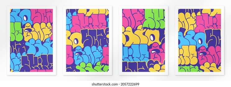 Graffiti Background Letters Bright Colored Lettering Stock Vector ...