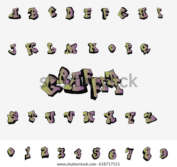 Graffiti Font Colorful Vector Font Stock Vector (Royalty Free ...