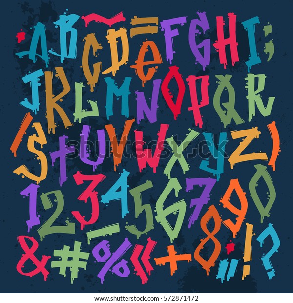 Graffiti grunge color font vector alphabet illustration. Color graphic ...