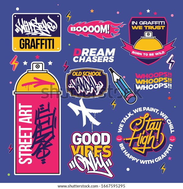 Graffiti Illustrations Sticker Designs Stock Vector (Royalty Free ...
