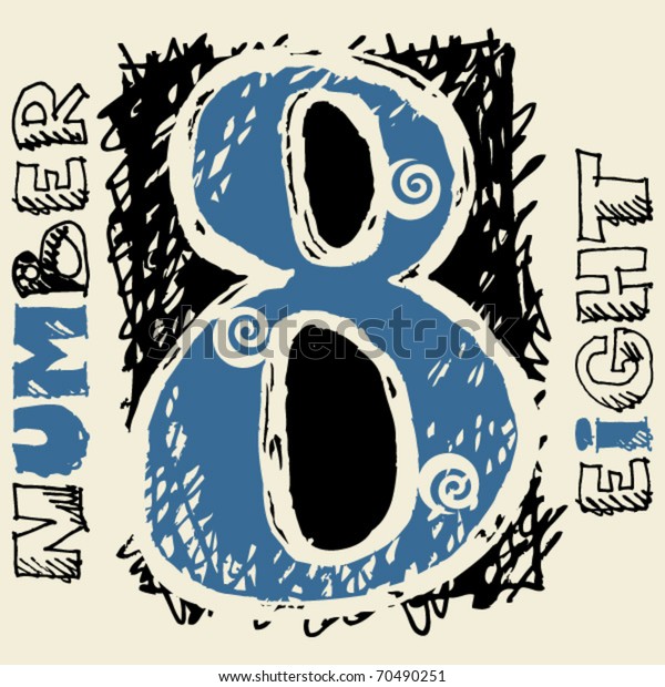 graffiti numerals, doodle number eight