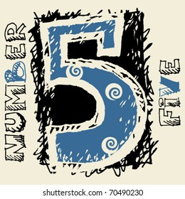 Graffiti Numerals Doodle Number Five Stock Vector (Royalty Free ...
