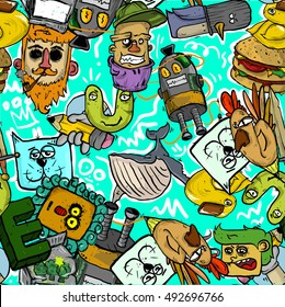 Graffiti Seamless Texture Sticker Bombing Stock Vector (Royalty Free ...