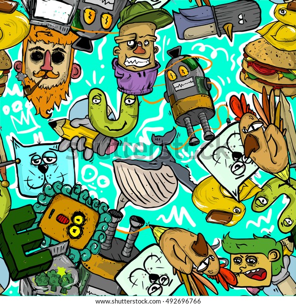 Graffiti Seamless Texture Sticker Bombing Stock Vector (Royalty Free ...