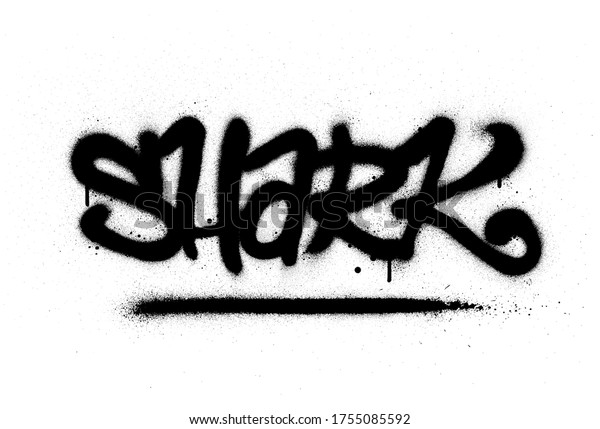 Graffiti Shark Sprayed Black Over White Stock Vector (Royalty Free ...
