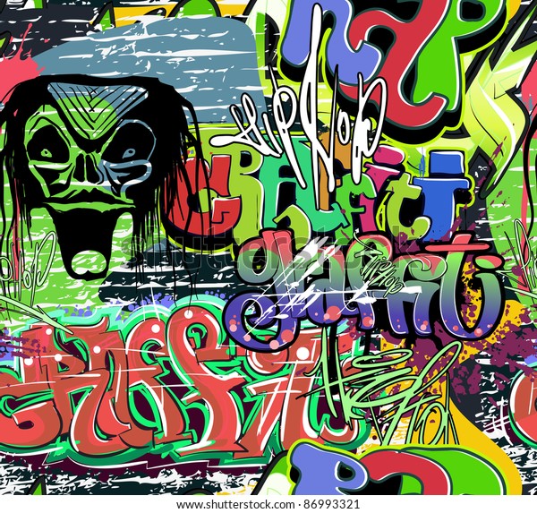 Graffiti Wall Vector Urban Hip Hop Stok Vektör (Telifsiz) 86993321 ...