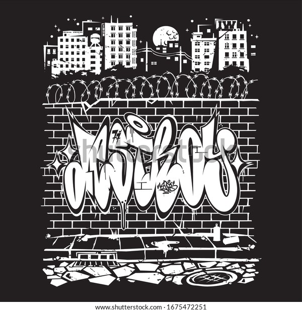 Graffity Font On Brick Wall Stock Vector (Royalty Free) 1675472251 ...