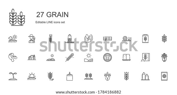 Grain Icons Set Collection Grain Wheat Stock Vector (Royalty Free ...