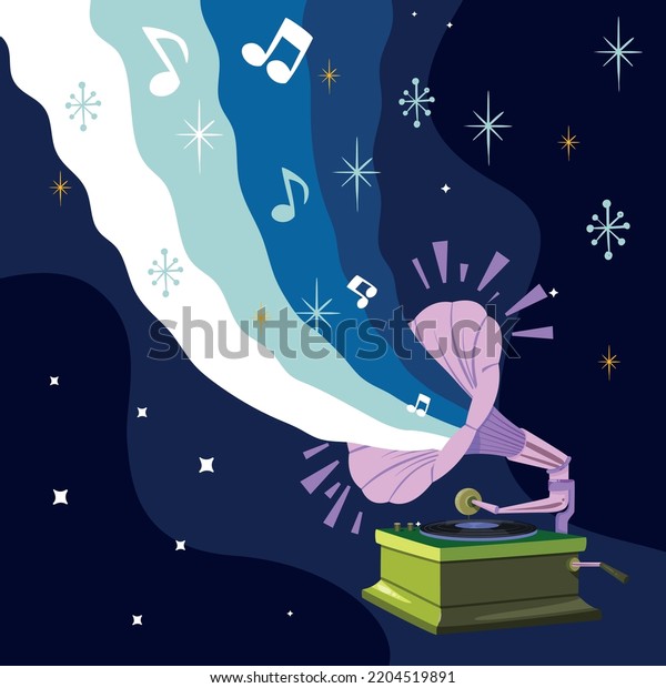 Gramophone Music Old Retro Microphone Amazing Stock Vector (Royalty ...