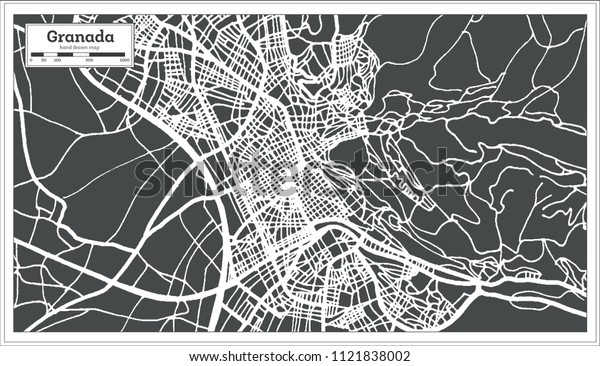 Granada Spain City Map Retro Style Stock Vector (Royalty Free ...