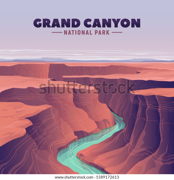 Grand Canyon Colorado River Vector Illustration Stock Vector (Royalty ...
