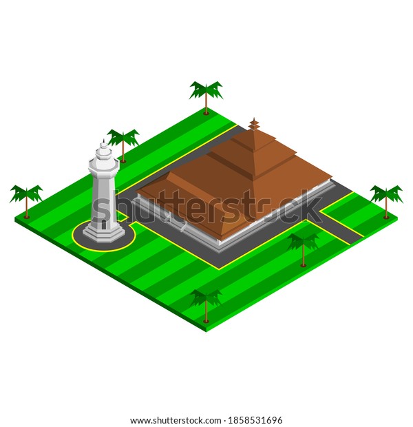 Grand Mosque Banten Tower Sourrounded By Stock Vector (Royalty Free ...
