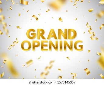 Grand Opening Background Gold Glittering Falling Stock Vector (Royalty ...
