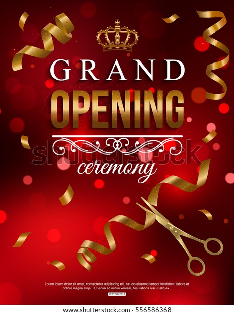 Grand Opening Background Gold Ribbon Scissors: Stock-Vektorgrafik ...