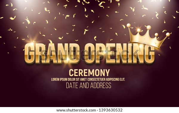 Grand Opening Banner Crown Falling Gold: vetor stock (livre de direitos ...