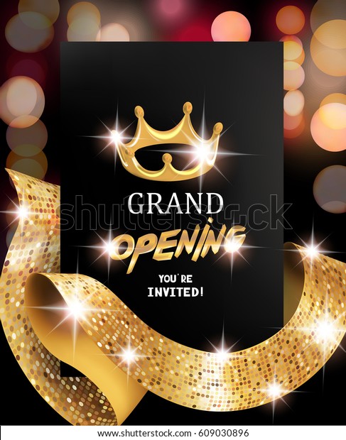 Grand Opening Blurred Background Gold Textured Stock Vector (Royalty ...