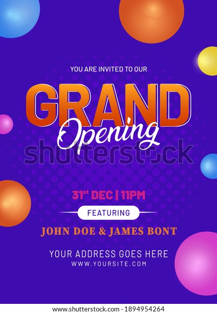 Grand Opening Brochure Poster Flyer Design Stock Vector (Royalty Free ...