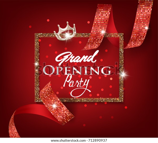 Grand Opening Card Red Cut Ribbon Stock Vector (Royalty Free) 712890937 ...