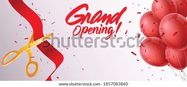 Grand Opening Ceremony Red Balloon Gold Stock Vector (Royalty Free ...