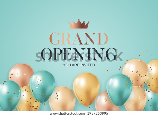 Grand Opening Congratulation Background Card Balloons Stock Vector ...