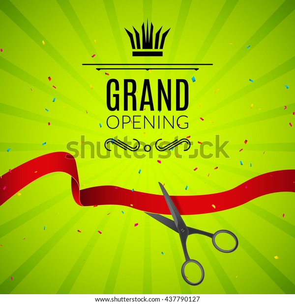 Grand Opening Design Template Ribbon Scissors Stock Vector (Royalty ...