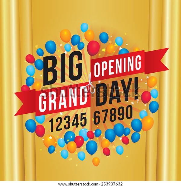 Grand Opening Gold Curtain Background Vector Stock Vector (Royalty Free ...
