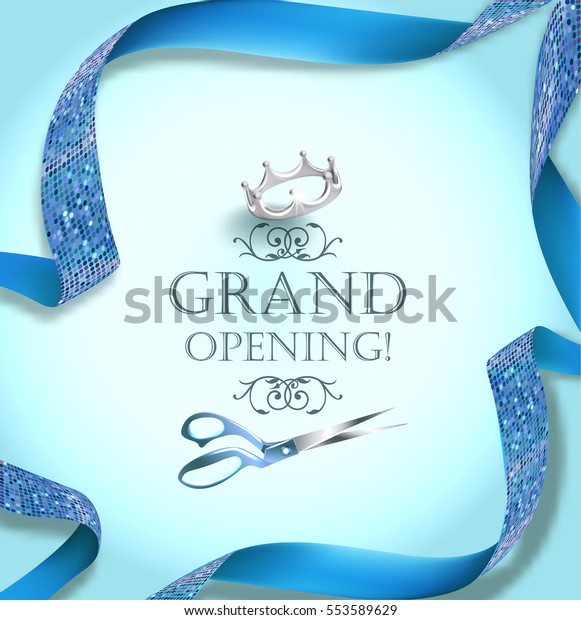 Grand Opening Invitation Card Scissors Blue Stock Vector (Royalty Free ...
