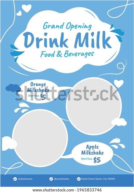 Grand Opening Milkshake Booth Flyer Template Stock Vector (Royalty Free ...