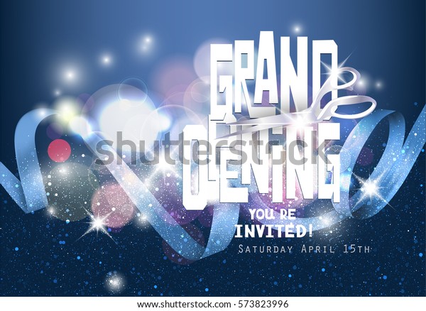 Grand Opening Shiny Background Blue Ribbon Stock Vector (Royalty Free ...