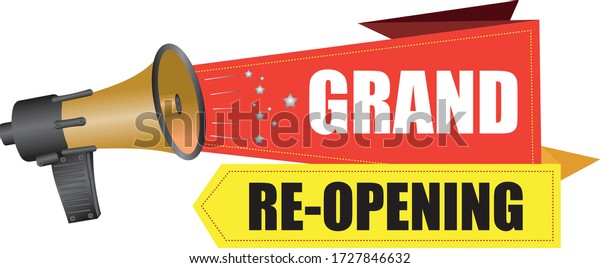 Grand Reopening Template Banner Poster Lettering Stock Vector (Royalty ...