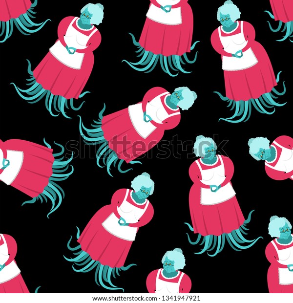 Grandmother Alien Pattern Seamless Green Grandma Stock Vector (Royalty ...
