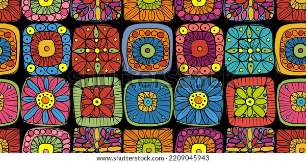 Granny Square Crochet Seamless Pattern Background Stock Vector (Royalty ...